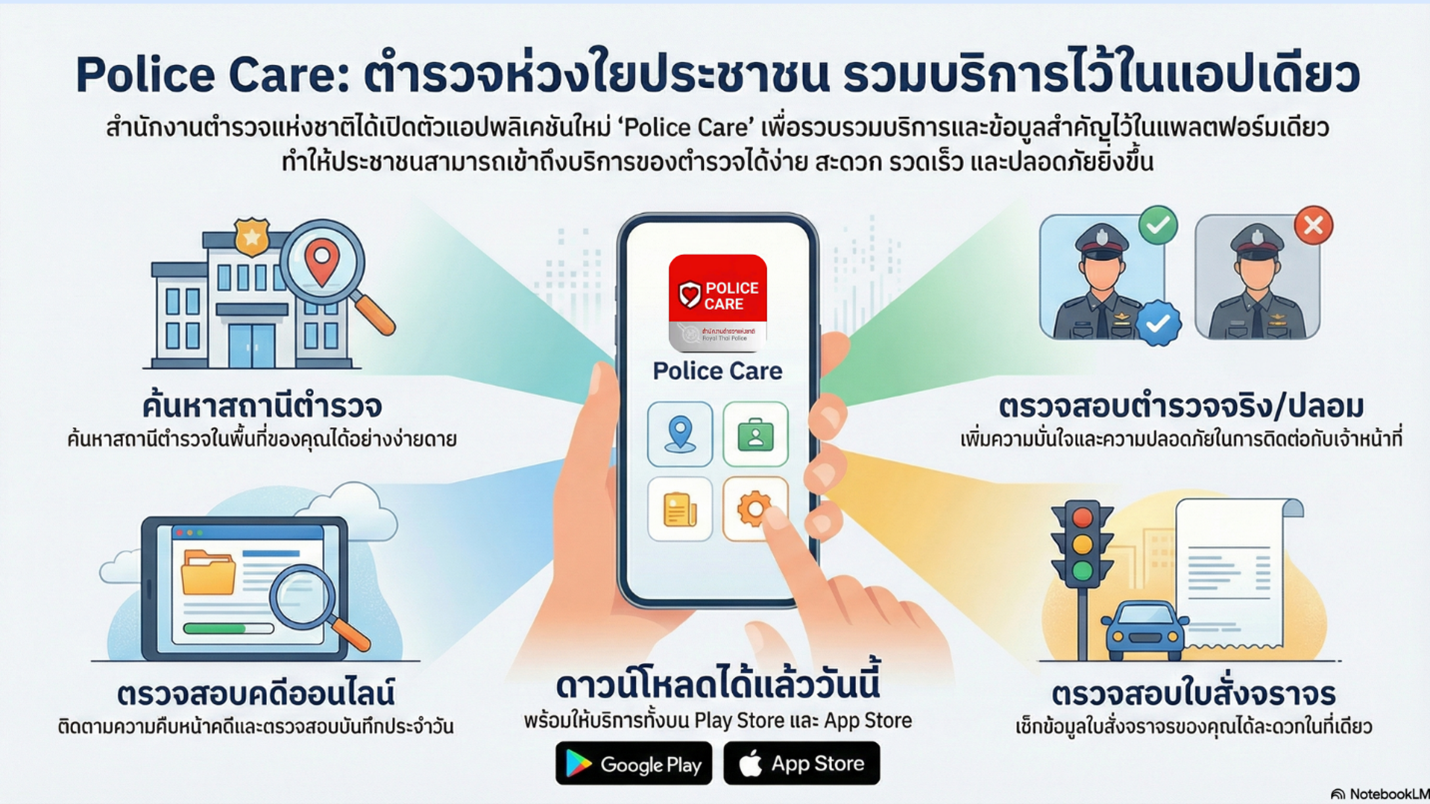 สำนักงานตำรวจแห่งชาติเปิดตัว “Police Care” แอปพลิเคชันรวมบริการครบวงจร ...